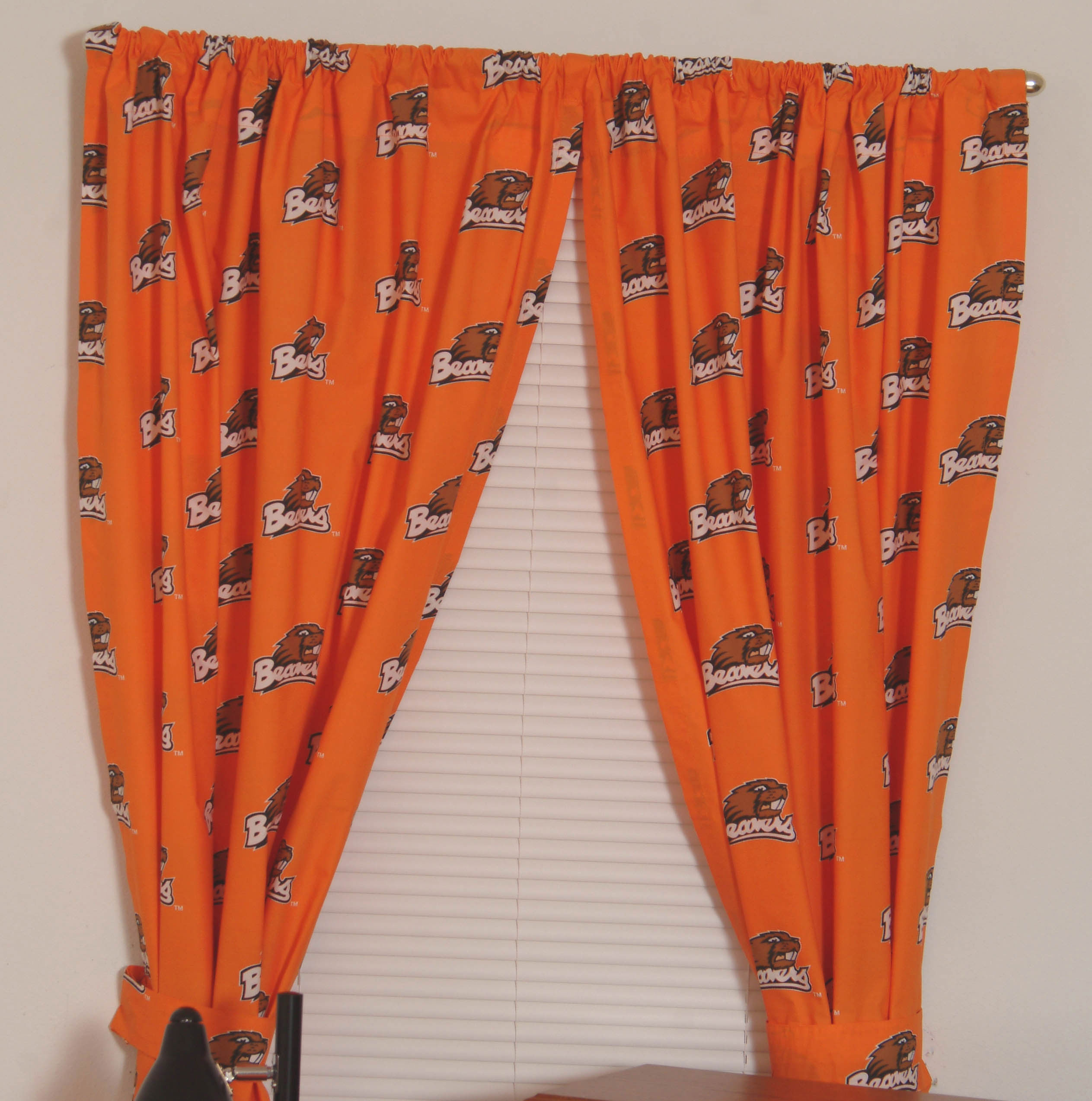 Oregon State Beavers 100% Cotton Sateen Long Window Drapes - 84"