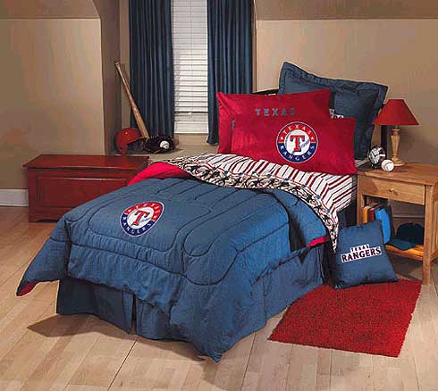 Texas Rangers Team Denim Queen Comforter / Sheet Set