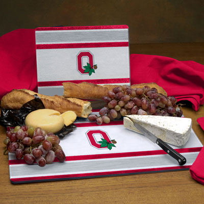 Ohio State OSU Buckeyes NCAA College Glass Cutting Board Set