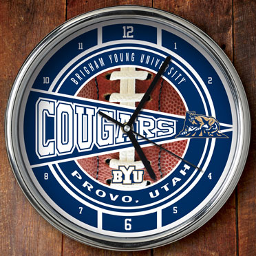 Brigham Young Cougars BYU NCAA College 12" Chrome Wall Clock