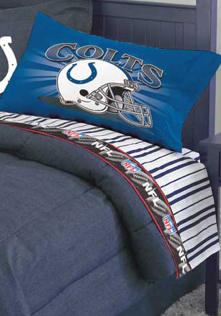 Indianapolis Colts Queen Size Pinstripe Sheet Set