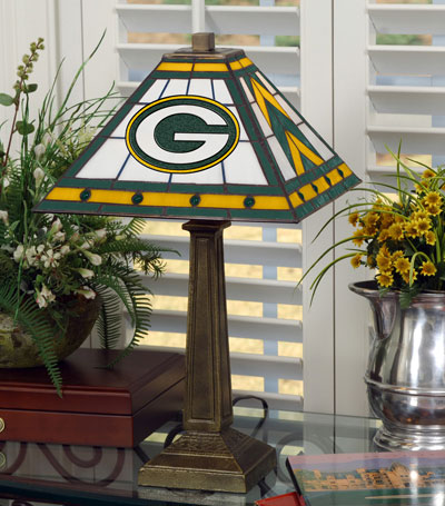 Green Bay Packers NFL Stained Glass Mission Style Table Lamp