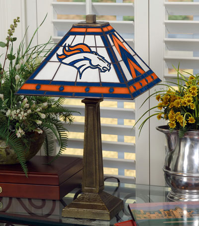 Denver Broncos NFL Stained Glass Mission Style Table Lamp