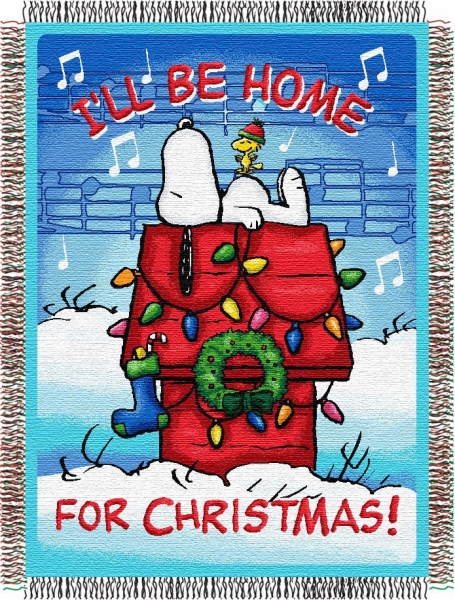 Peanuts Home For the Holidays Holiday 48" x 60" Metallic Tapestry Throw