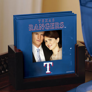 Texas Rangers MLB Art Glass Photo Frame Coaster Set