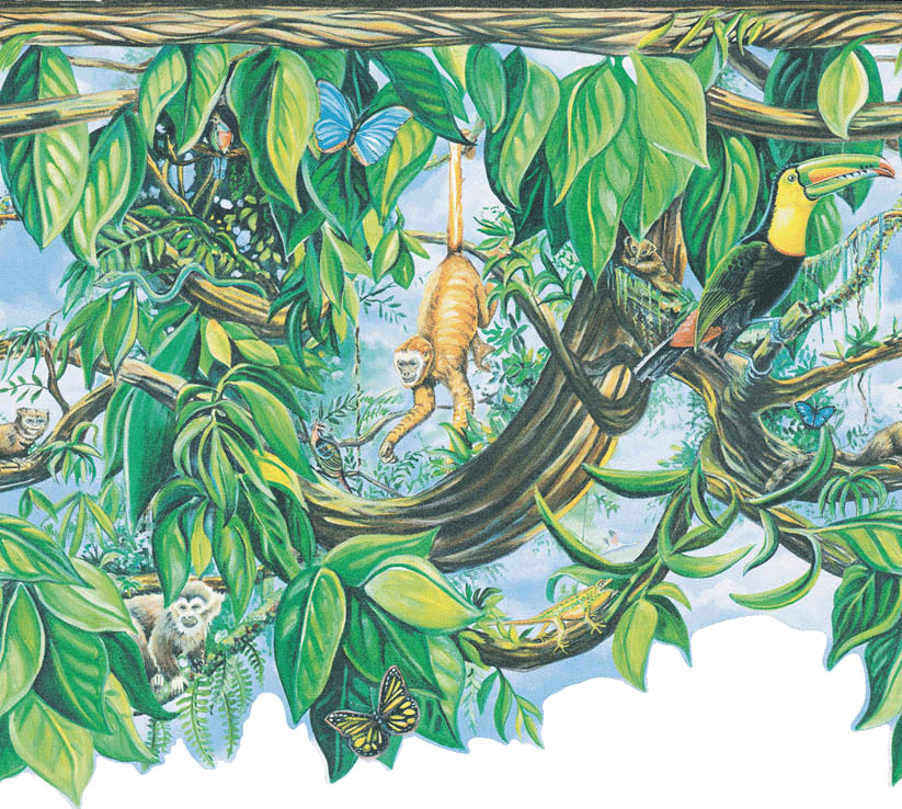 Toucans and Primates Wall Border