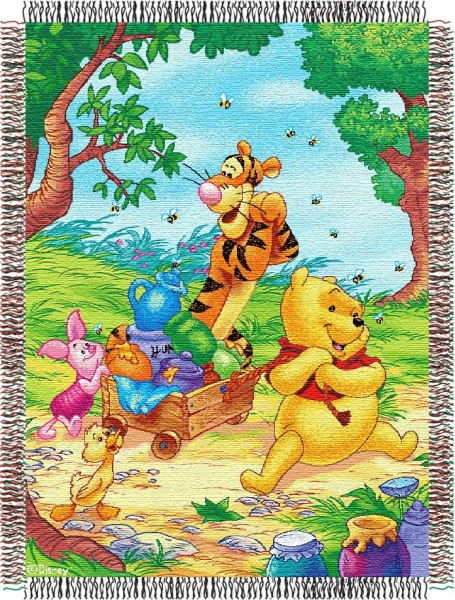 Winnie The Pooh Sweet Summer Day 48" x 60" Metallic Tapestry Throw