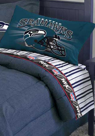 Seattle Seahawks Queen Size Pinstripe Sheet Set