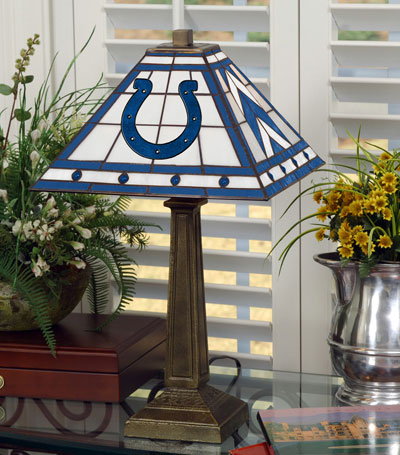 Indianapolis Colts NFL Stained Glass Mission Style Table Lamp