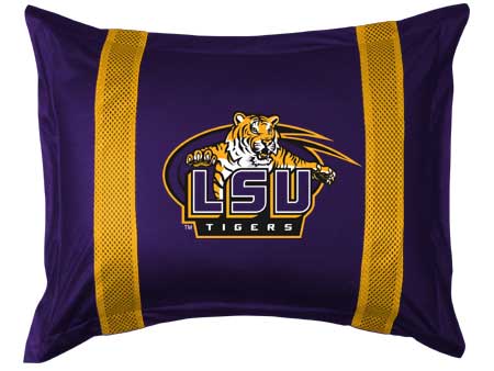 LSU Louisiana State Tigers Side Lines Pillow Sham