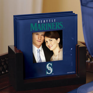 Seattle Mariners MLB Art Glass Photo Frame Coaster Set