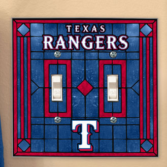 Texas Rangers MLB Art Glass Double Light Switch Plate Cover