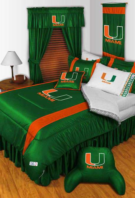 Miami Hurricanes UM Side Lines Comforter / Sheet Set
