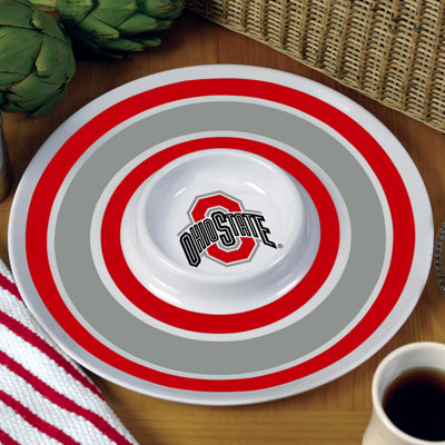 Ohio State OSU Buckeyes NCAA College 14" Round Melamine Chip and Dip Bowl