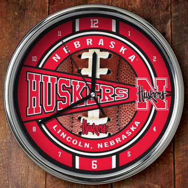 Nebraska Huskers NCAA College 12" Chrome Wall Clock