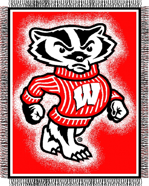 Wisconsin Badgers NCAA College "Focus" 48" x 60" Triple Woven Jacquard ...