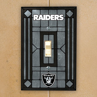 Oakland Raiders NFL Art Glass Single Light Switch Plate Cover