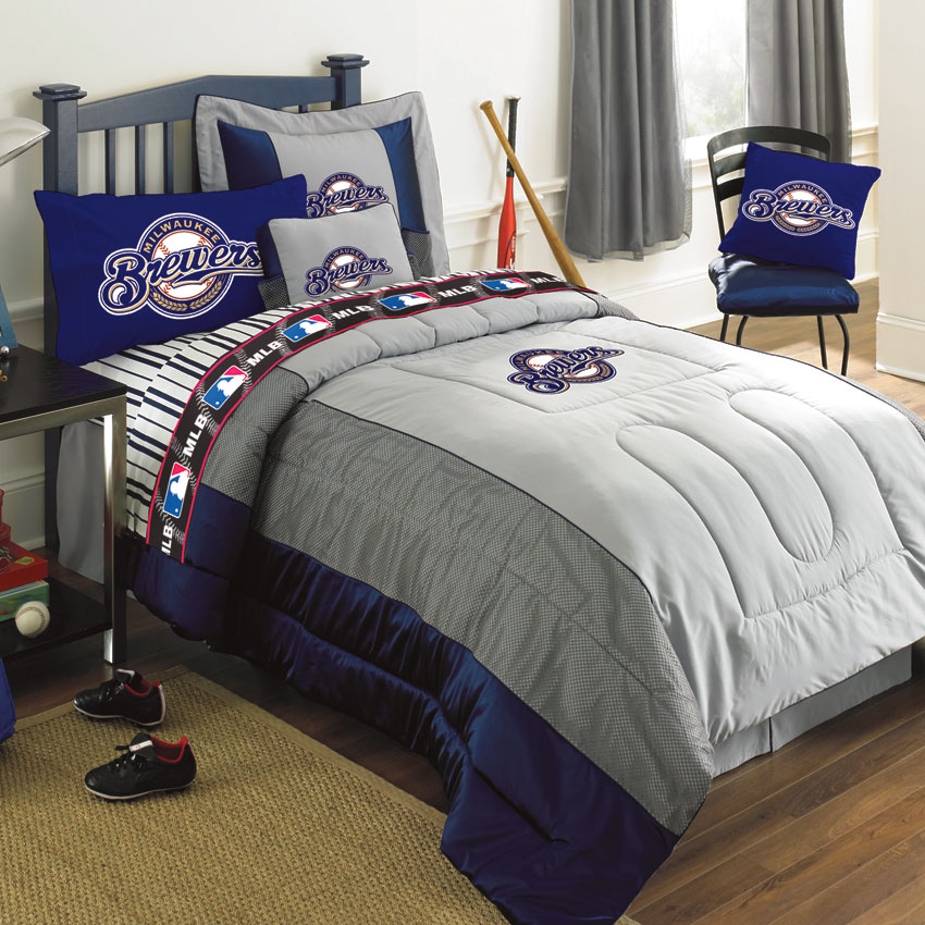 Milwaukee Brewers Authentic MLB Team Jersey Queen Size Comforter ...