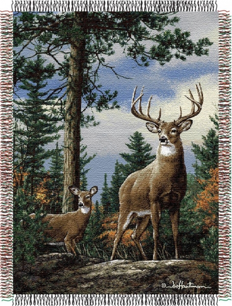 Hautman Bros. King Stag 48" x 60" Metallic Tapestry Throw