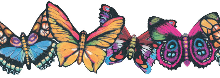 Rainbow Colored Butterflies Wall Border