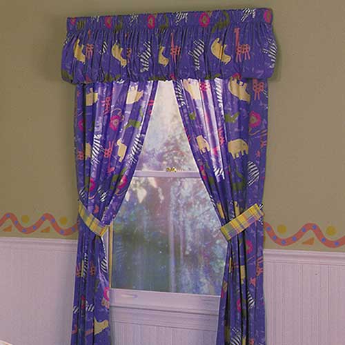 Zoo Friends Curtain Panels with Ties Backs