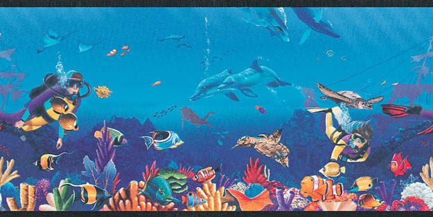 Scuba Divers Wall Border
