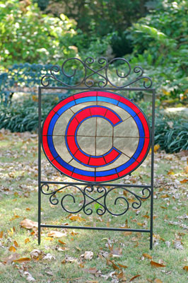 Chicago Cubs MLB Stained Glass Outdoor Yard Sign