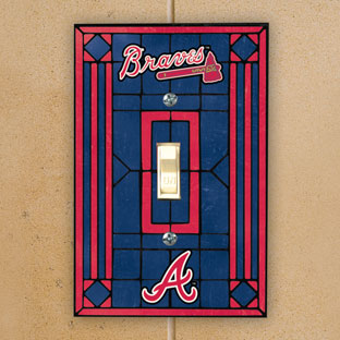 Atlanta Braves MLB Art Glass Single Light Switch Plate Cover