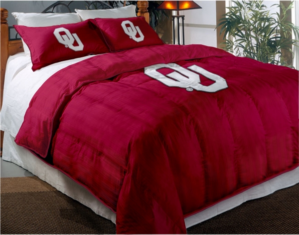 Oklahoma Sooners College Twin Chenille Embroidered Comforter Set with 2 ...