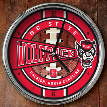 North Carolina State Wolfpack NCAA College 12" Chrome Wall Clock