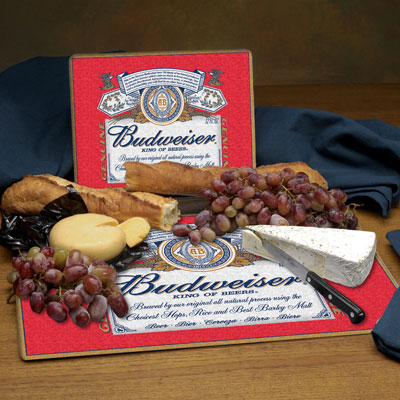 Budweiser Anheuser-Busch Glass Cutting Board Set