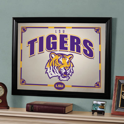 LSU Louisiana State Tigers NCAA College Framed Glass Mirror