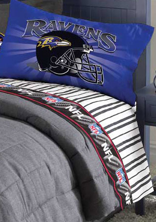 Baltimore Ravens Queen Size Pinstripe Sheet Set