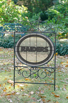 Oakland Raiders NFL Stained Glass Outdoor Yard Sign