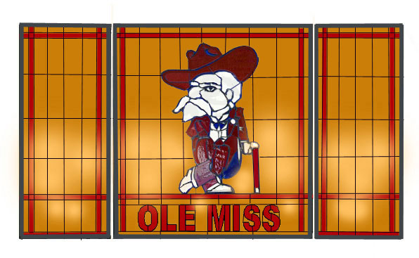 NCAA Mississippi Ole Miss Rebels Stained Glass Fireplace Screen